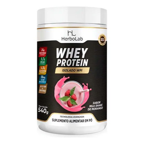 Herbolab - Whey Protein - Sabor Milk Shake Morango 540g | Shopee Brasil