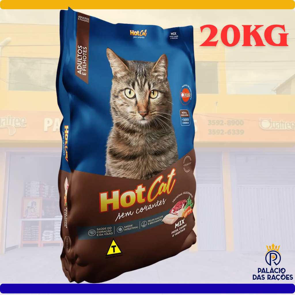 Ração Hot Cat Mix 20KG Sem Corantes Gatos Adultos e Filhotes | Shopee ...