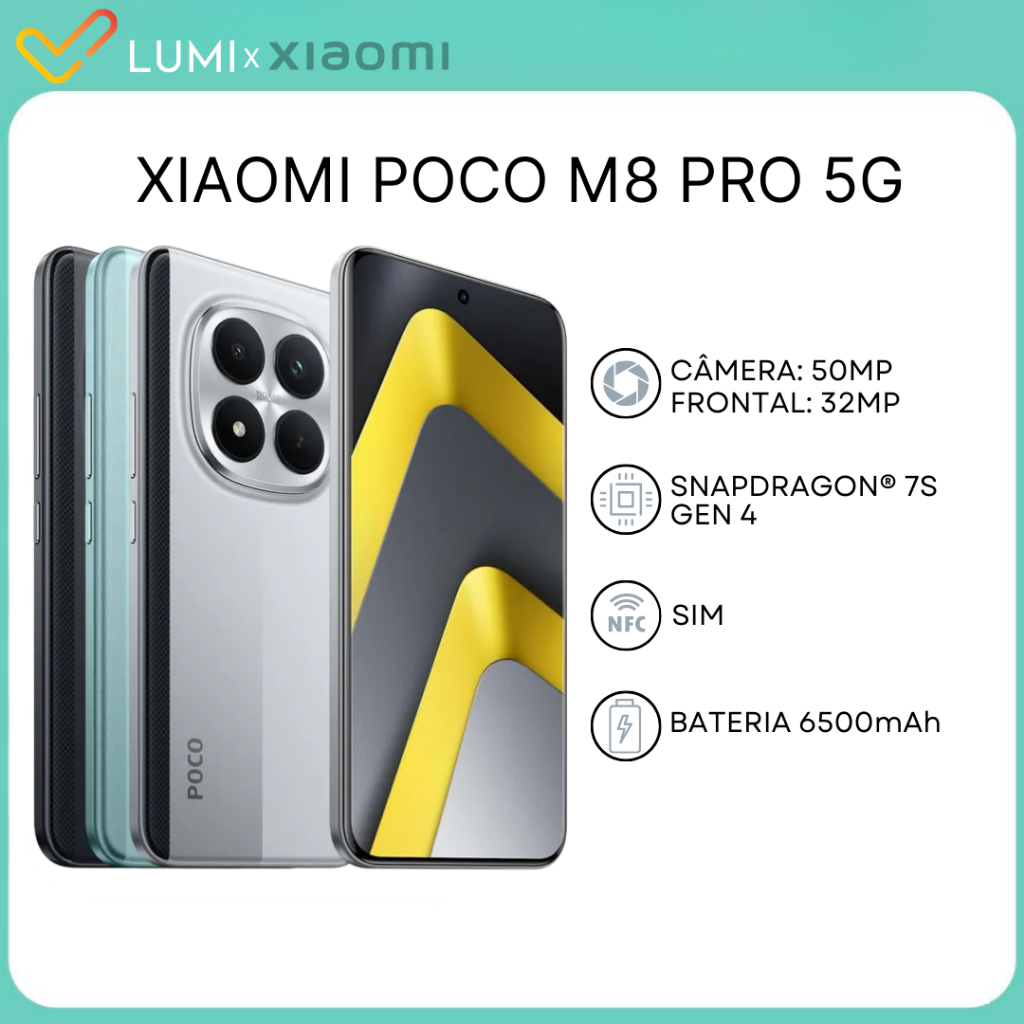 Xiaomi Poco M8 PRO 5G, Câmera 50MP, 256/8GB RAM, 512/12GB RAM Versão ...