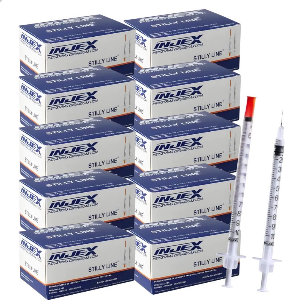 1000 Unid Seringa de Insulina Botox 1ml 100UI com Agulha Fixa 8x0,30 ...