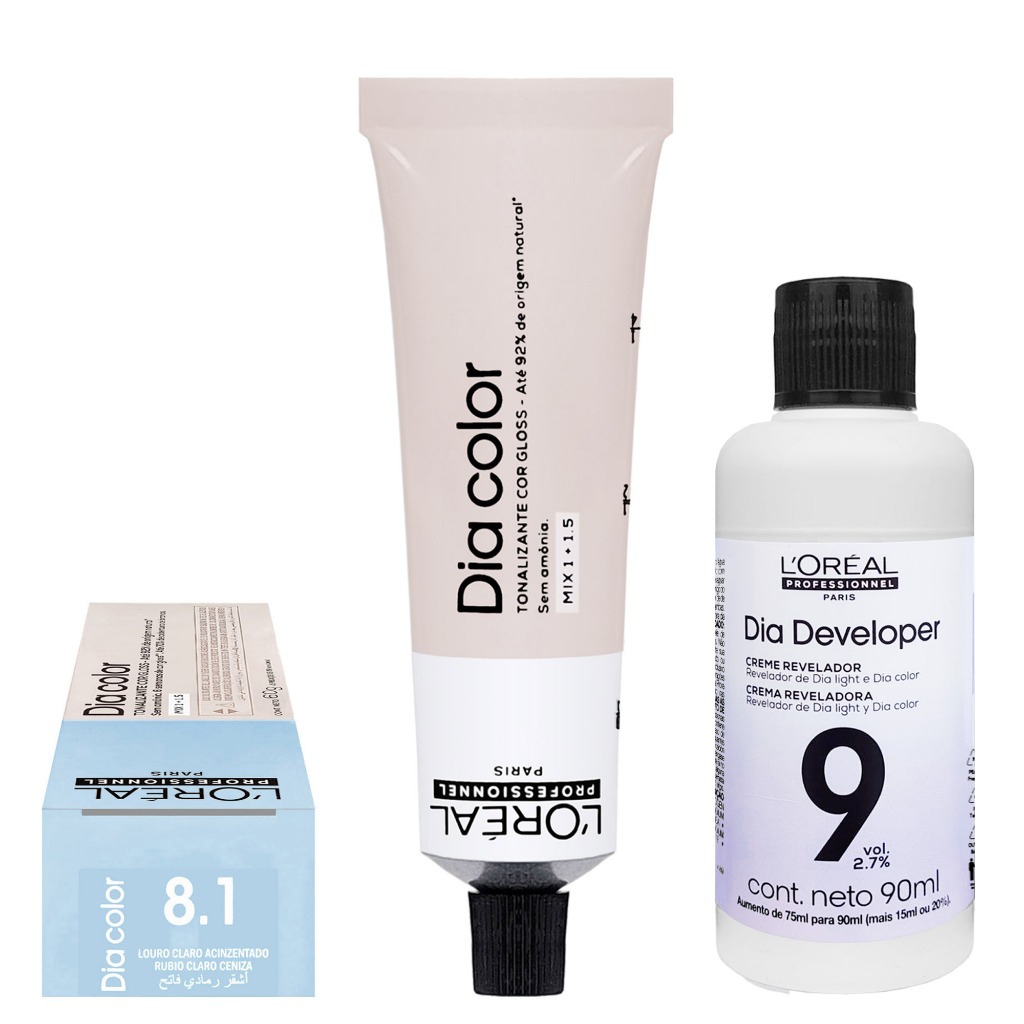 Loreal Tonalizante Dia Color 8.1 Louro Claro Acinzentado 60g + Rev. 9 ...