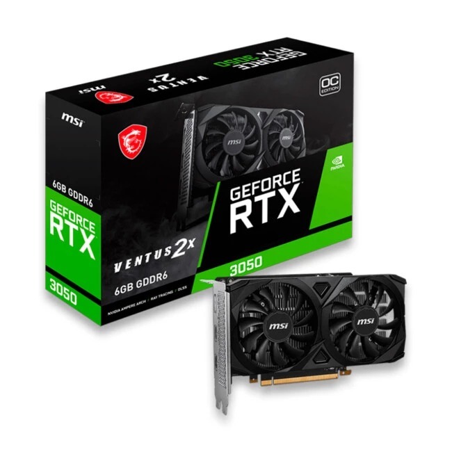 Placa de Vídeo GPU NV RTX3050 6GB GDDR6 96BITS VENTUS 2X 6G OC MSI 912 ...