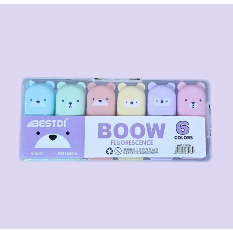 Maeca texto ursinhos mini fofo papelaria fofa boow 6 cores fluorescente ...