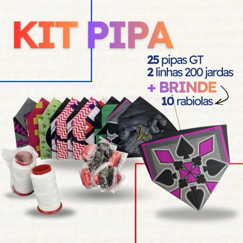 Kit Pipa GT Arcado 50cm | 10 ou 25 Unid. + Rabiolas e Linhas | Mano ...