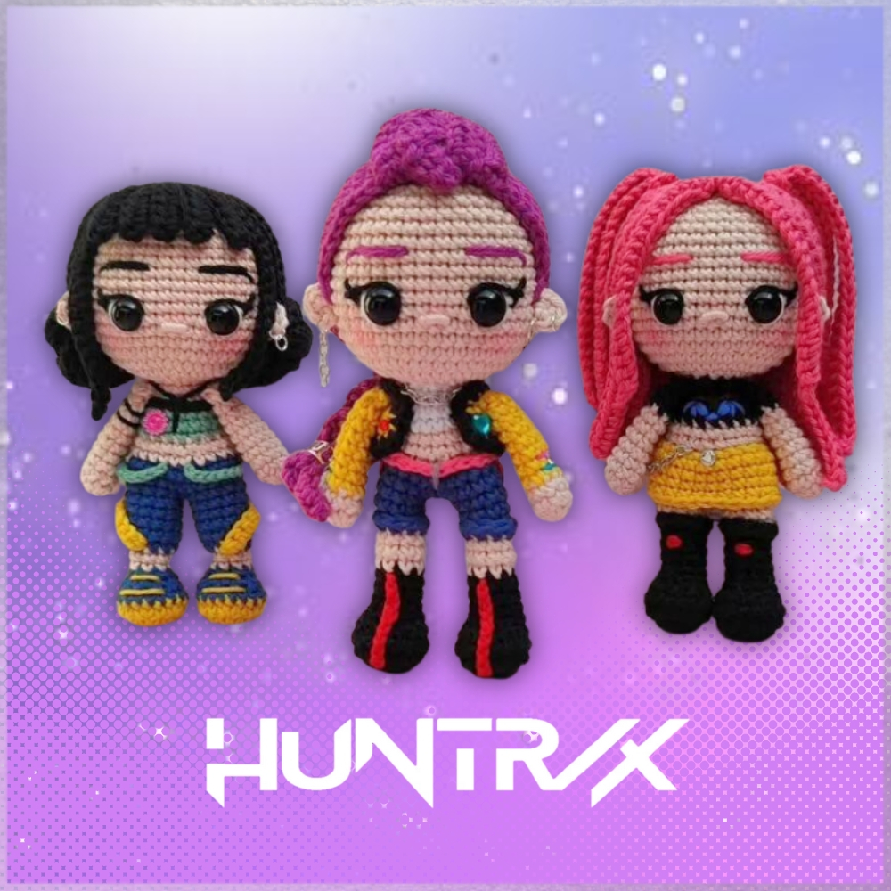 Amigurumi Rumi Mira Zoey Boneca Guerreiras do Kpop Demon Hunters ...