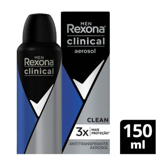 Desodorante Aerosol Rexona Clinical CLEAN MEN 150ml | Shopee Brasil