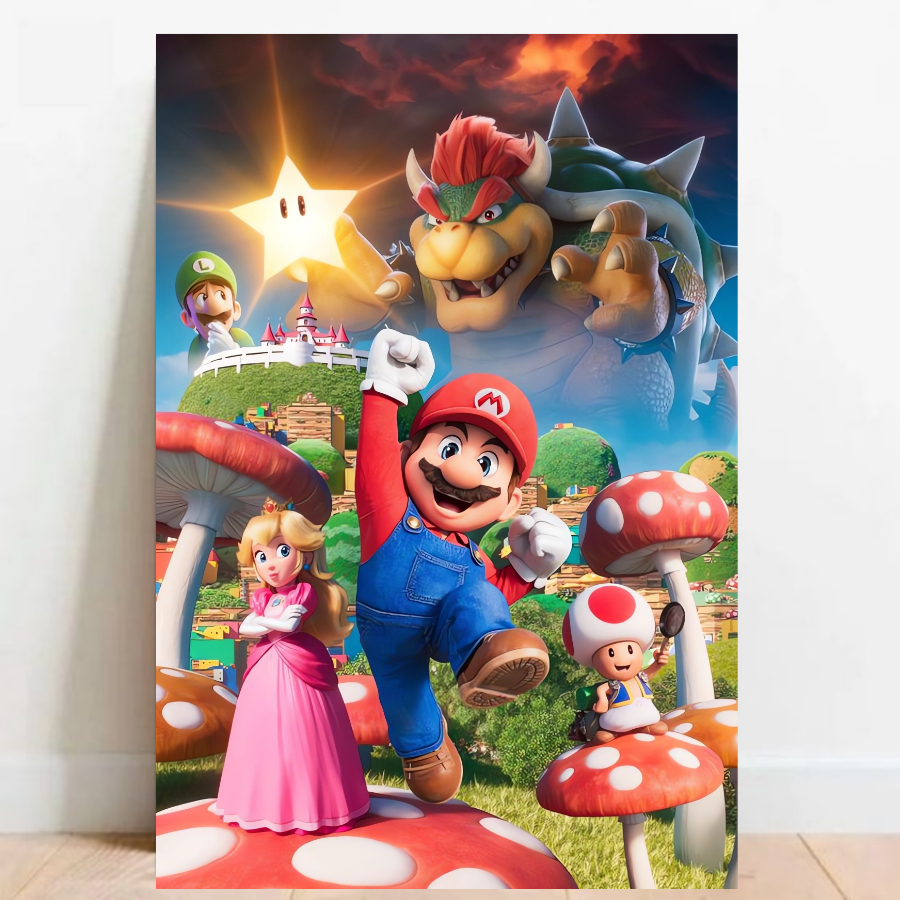 Quadro Gamer Placa decorativa Super Mario World video games sem moldura ...