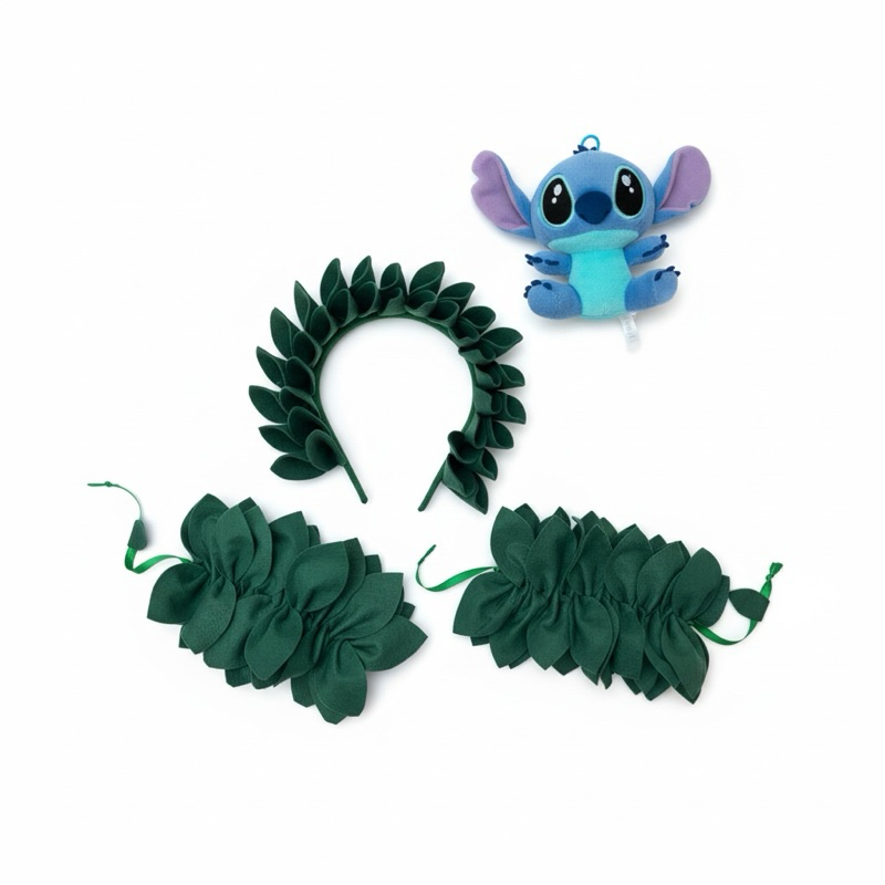 Tiara Arco de Folhas com Pulseiras Lilo & Stitch | Fantasia Disney ...