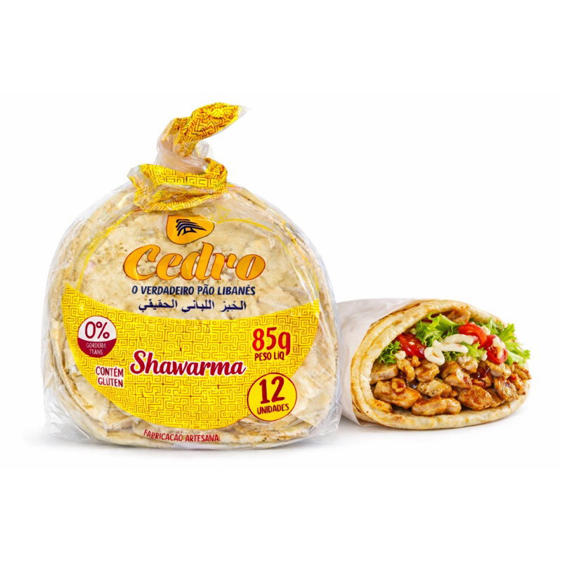 Pão Sírio / Pão Árabe Cedro – Shawarma | 585g | 12 Unidades | Shopee Brasil