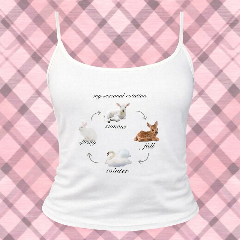 Regata “my seasonal rotation” Coquette Girly Kawaii | Shopee Brasil