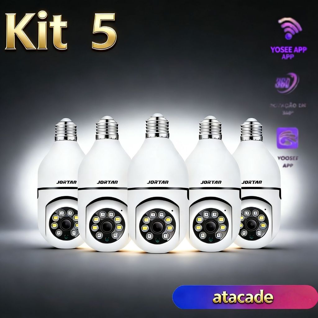 KIT Jortan JT-8177Câmera de segurança a Prova D'água sem fio gira 360 ...