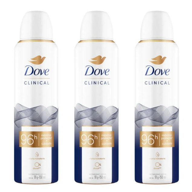 Kit 3x Desodorante Dove Clinical Original Clean Aerosol ...