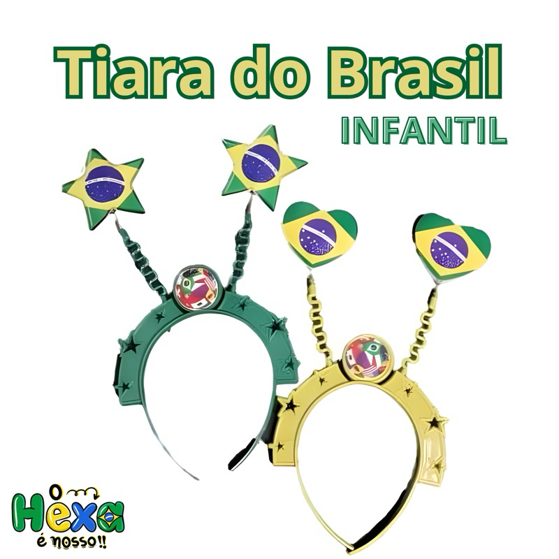 Par de Tiaras do Brasil Infantil Decorada | Copa do Mundo Carnaval ...