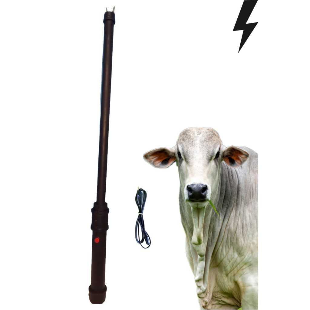 FERRÃO ELETRÔNICO RECARREGÁVEL CHOQUE MANEJO BOVINOS SUINOS 1 METRO ...
