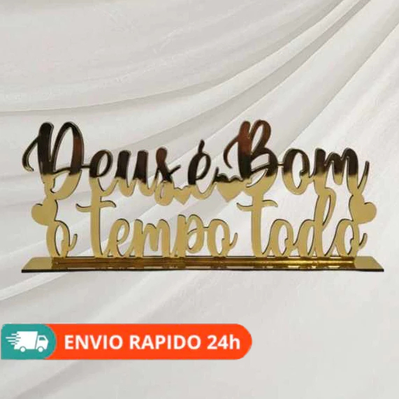 Frase Decorativa "Deus é Bom o Tempo Todo" - MDF 3mm Corte a Laser ...