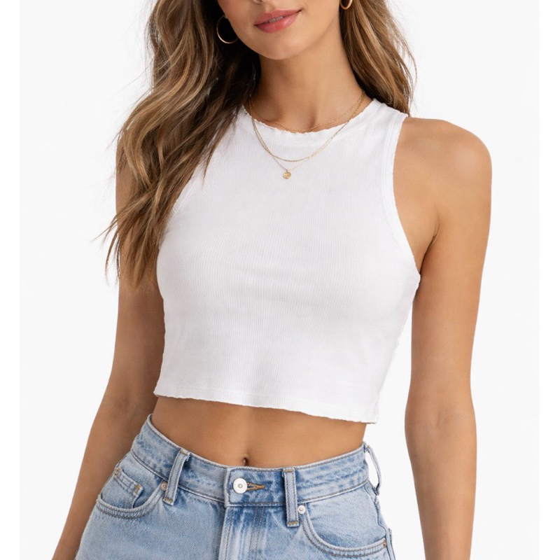 cropped brando estilo regata nadador liso feminino | Shopee Brasil