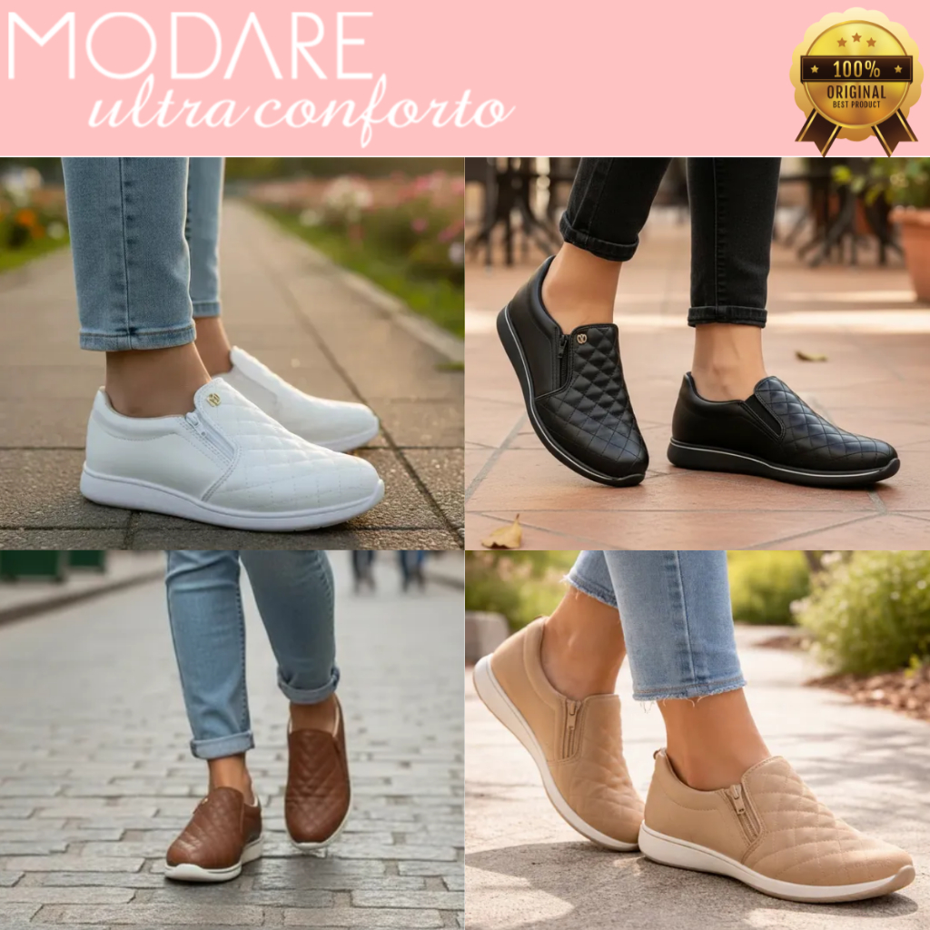 Tênis Feminino Modare Casual Confortável Macio Calce Fácil com Zíper Calce Fácil Original ...