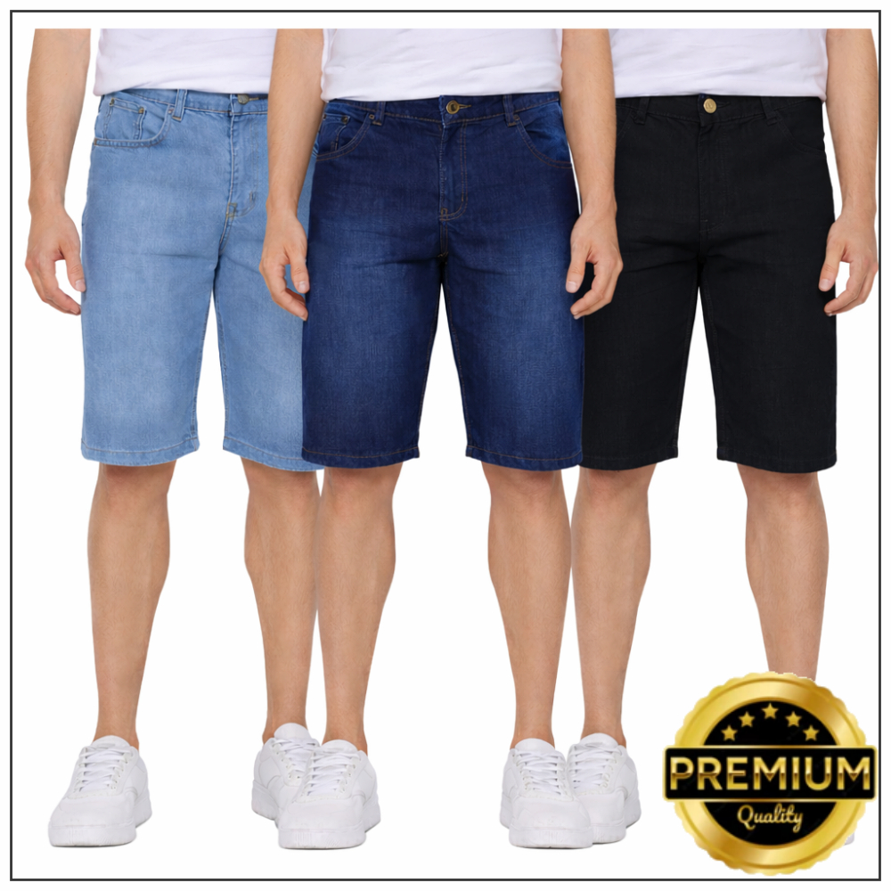 Kit Bermuda Jeans Masculina Premium | Shopee Brasil