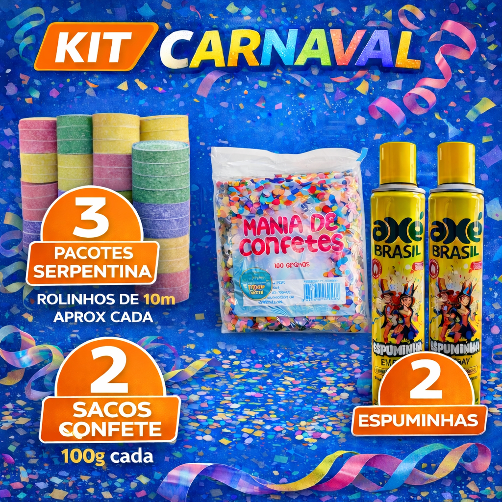 Kit Carnaval Espuminha Confete Serpentina Festa Completo | Shopee Brasil