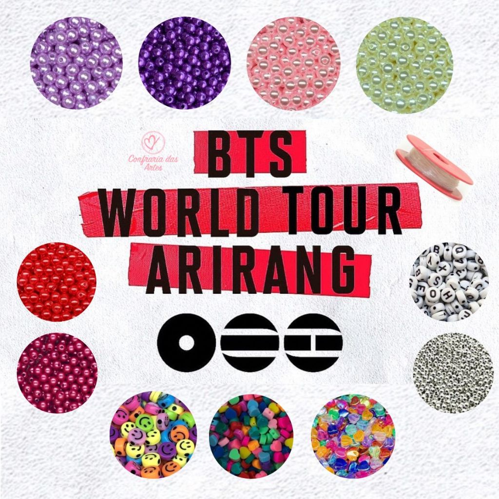 Kit Miçangas BTS ARMY 1000 Unidades PULSEIRAS SHOW ARIRANG WORLD TOUR ...