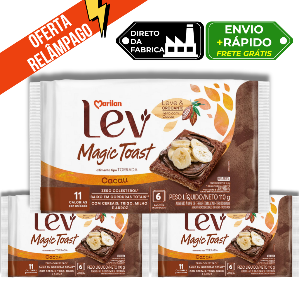 Lev Magic Toast Torrada Cacau Marilan 110g | Shopee Brasil
