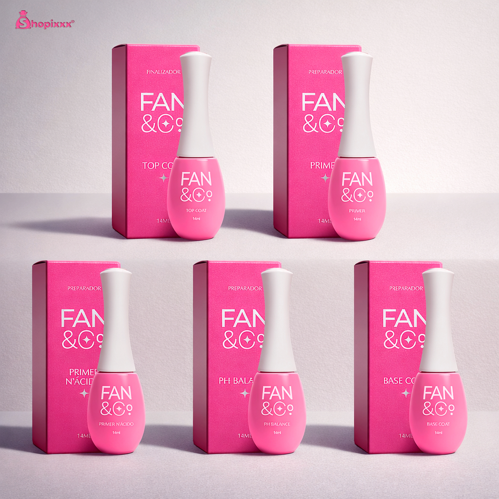 Kit 5 Preparadores Fan Linha Completa Top coat , Primer , PH , Base ...