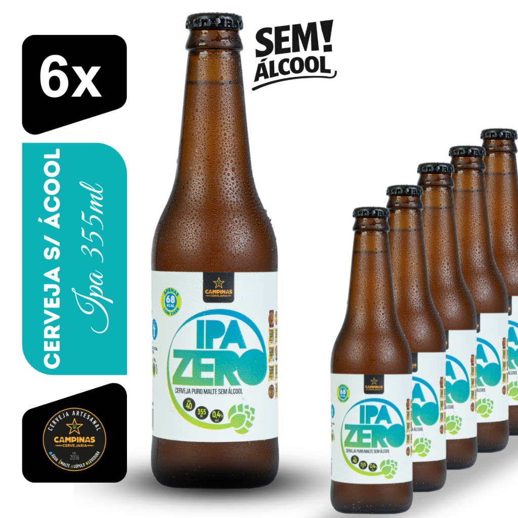 Cerveja IPA Zero Sem Álcool Campinas 355ml (6un) | Shopee Brasil