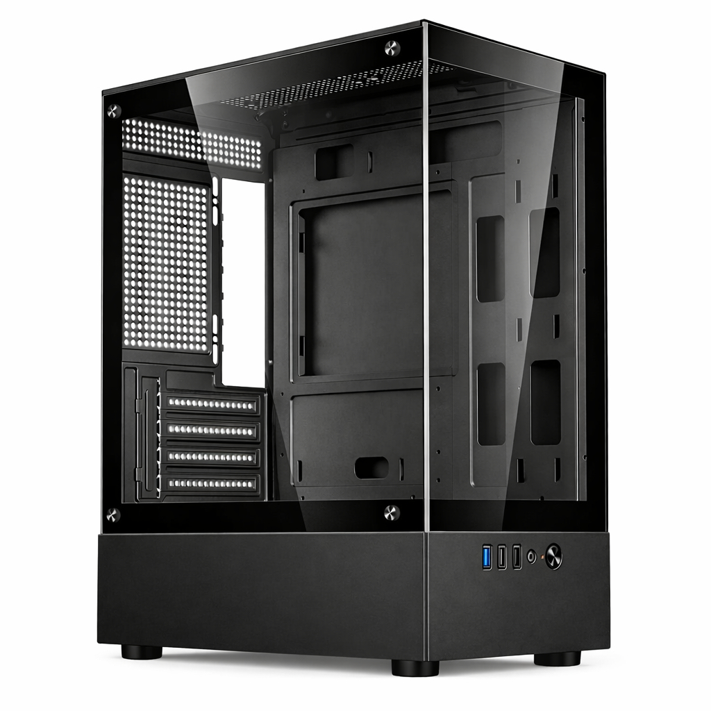 Gabinete Gamer Vidro Temperado Mid Tower Micro ATX Suporte 5 Fans Water ...