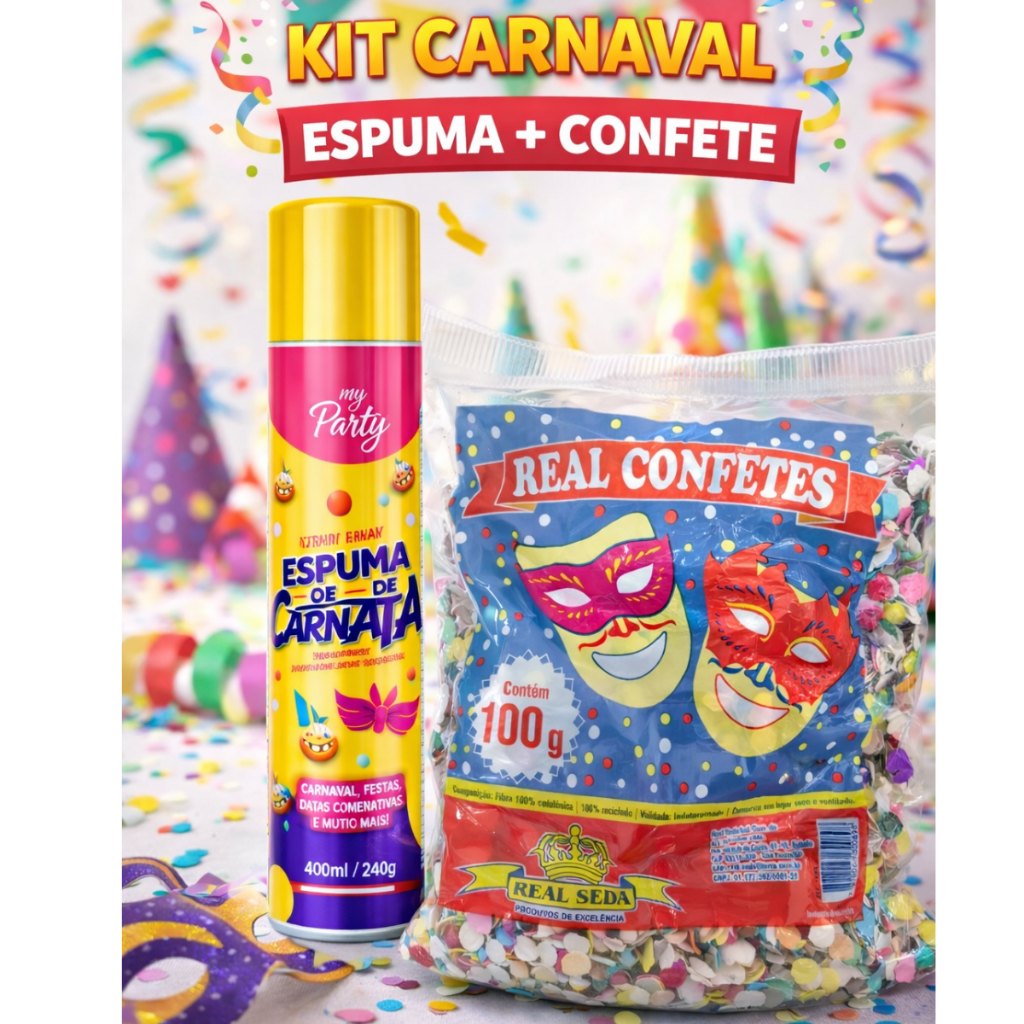 Kit Carnaval Espuma + Confete | Espuminha Spray de Festa Neve ...