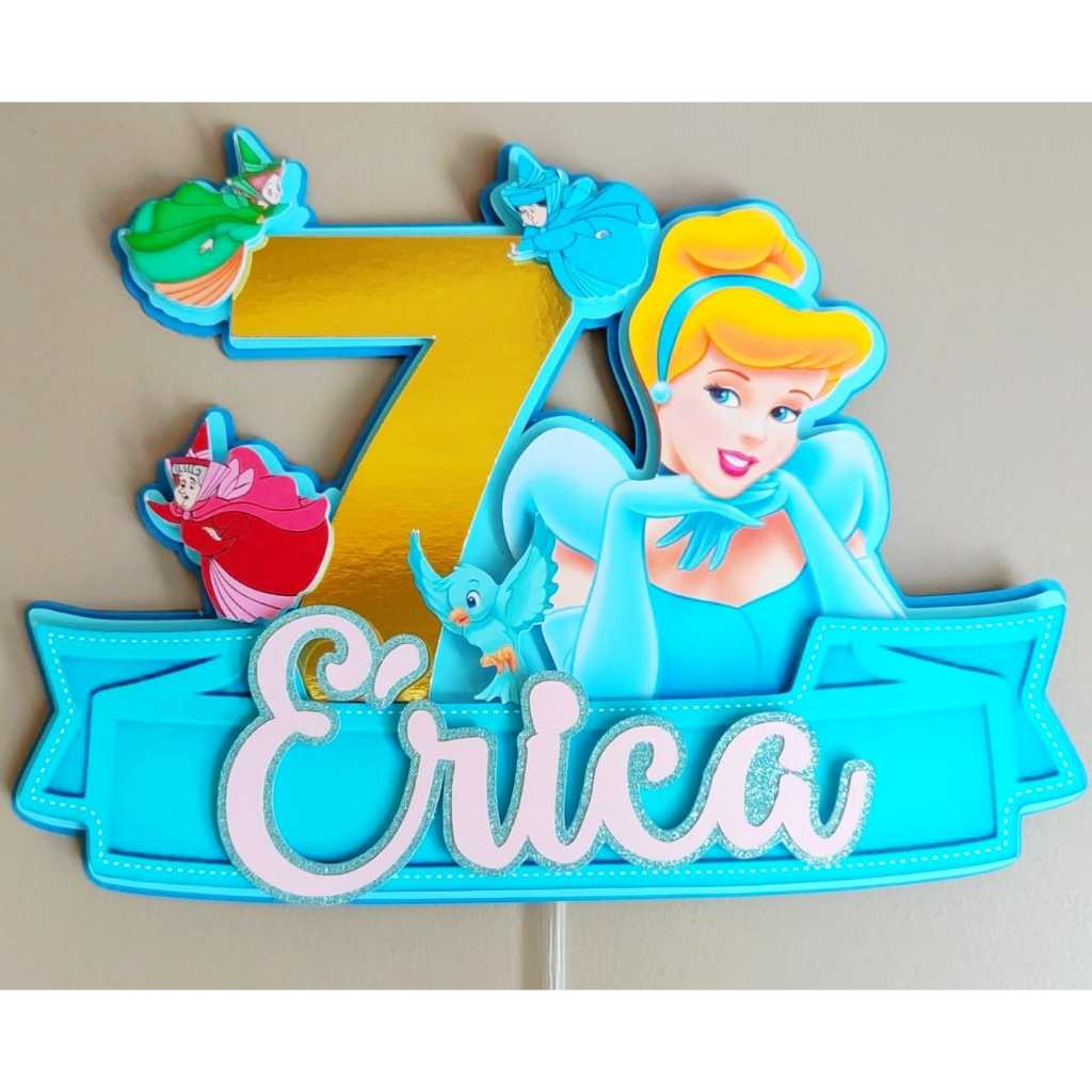 Topo/topper de bolo CINDERELA PERSONALIZADO - cinderela - topo de bolo ...