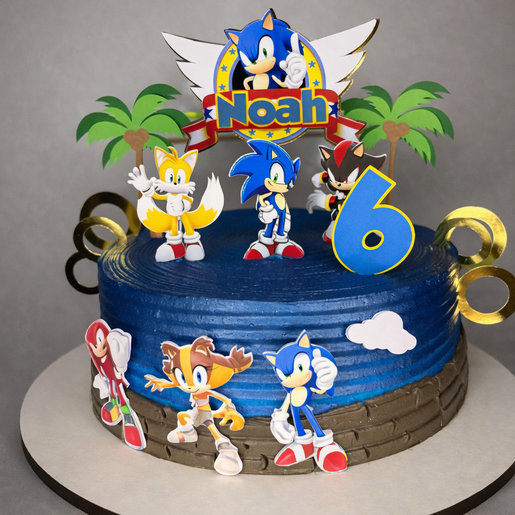 Topo/Topper de Bolo Sonic, Shadow, Miles,Knuckles Efeito 3D, Envio no ...