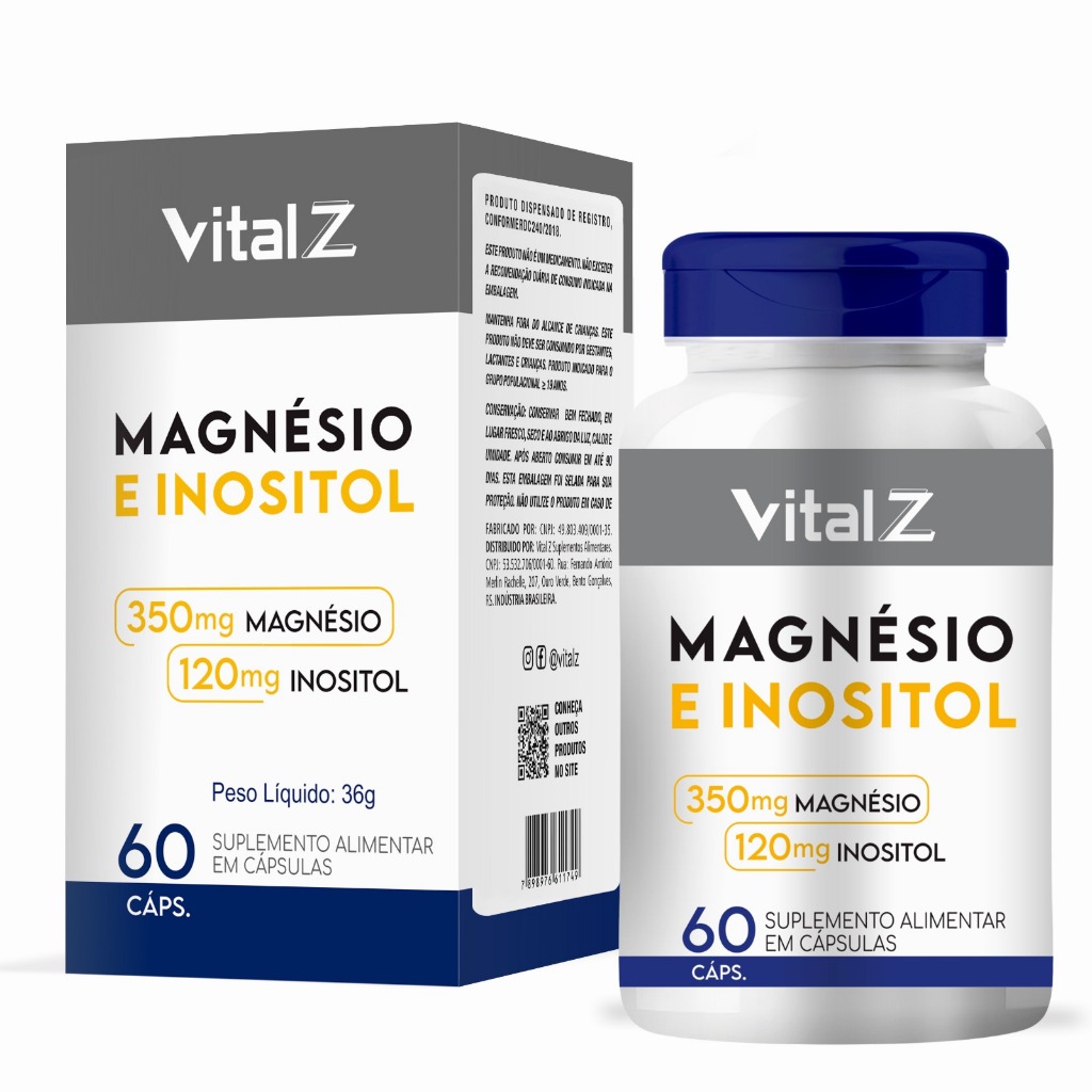Magnésio + Inositol Vital Z 60 Cápsulas | Vital Z Suplemento Alimentar ...