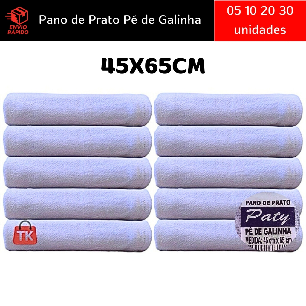 Pano De Prato Branco Liso Grande Pé De Galinha PATY 45x65cm - Kit Com ...