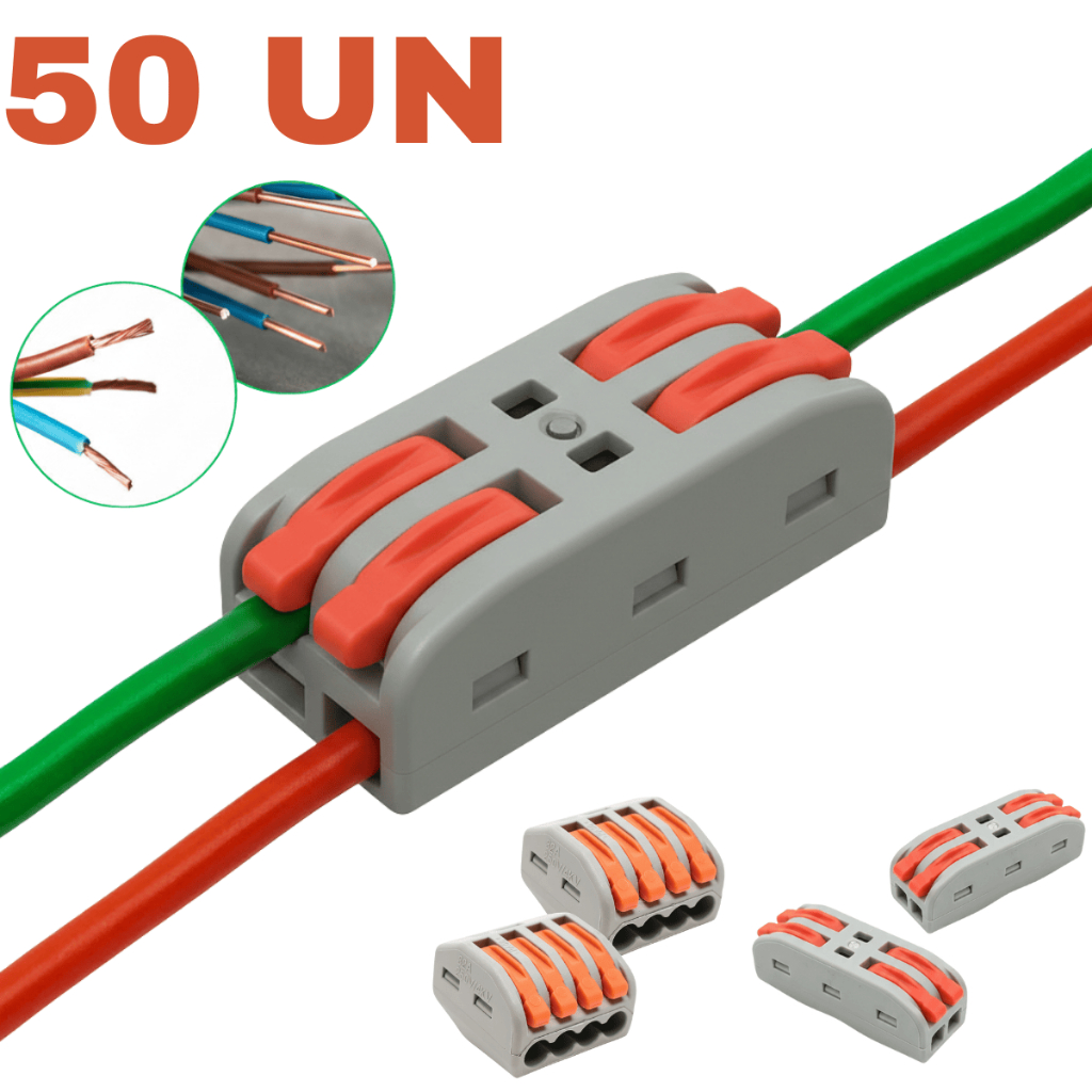 Kit 20/30/50 Conector Elétrico de Emenda Tipo Wago clip 2 vias, 4 Vias ...