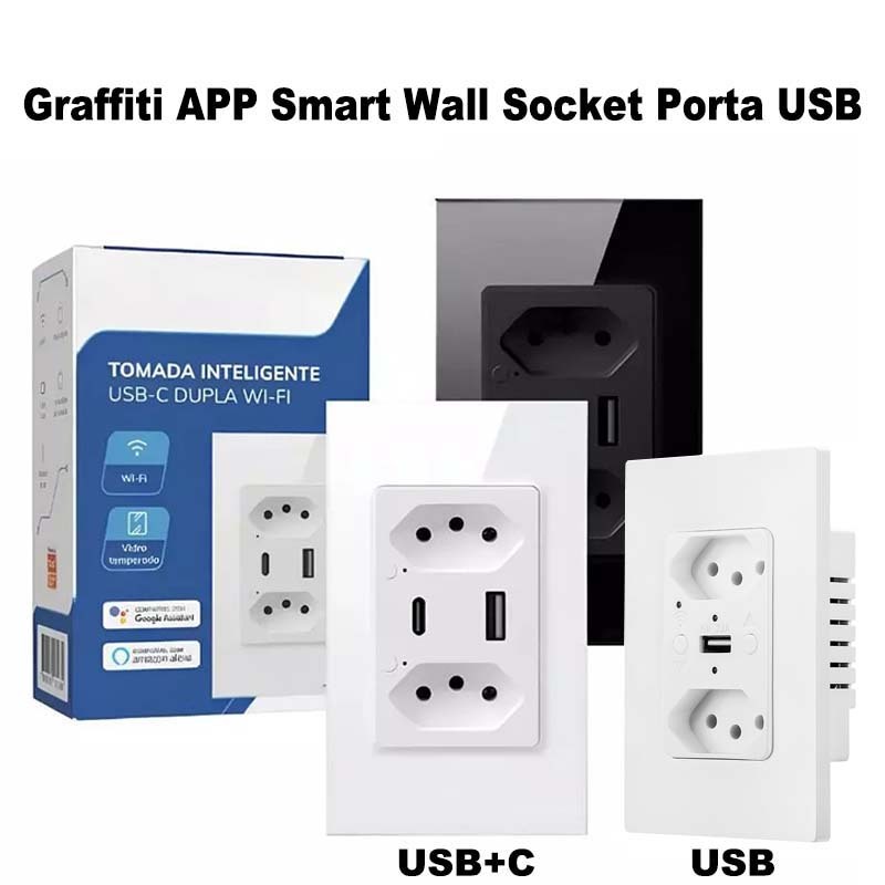 Tomada Wifi Inteligente 4X2 Usbc Alexa Google Tuya App Smart ...
