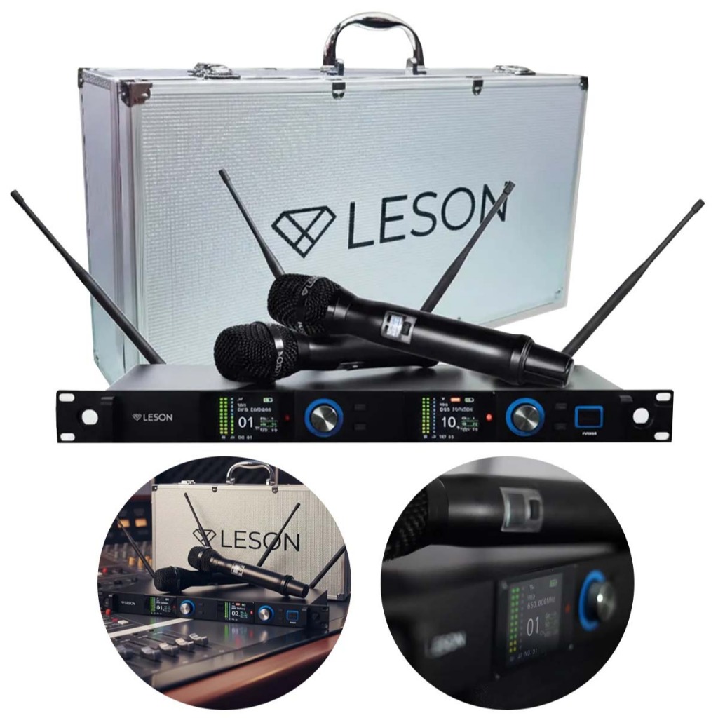 Microfone Sem Fio Duplo Ls1002 Pro 200 Freq Uhf Rack Maleta Leson show ...