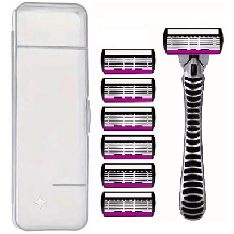 Kit Aparelho de Barbear Com 6 Recargas Refil de 6 Lâminas de Barbear ...