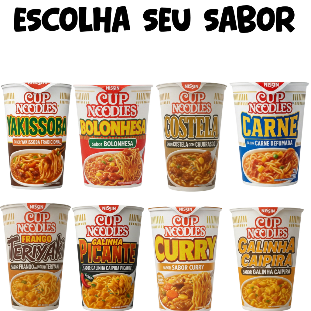 Cup Noodles 68g Macarrão Instantâneo Nissin | Escolha o Sabor| Prático ...