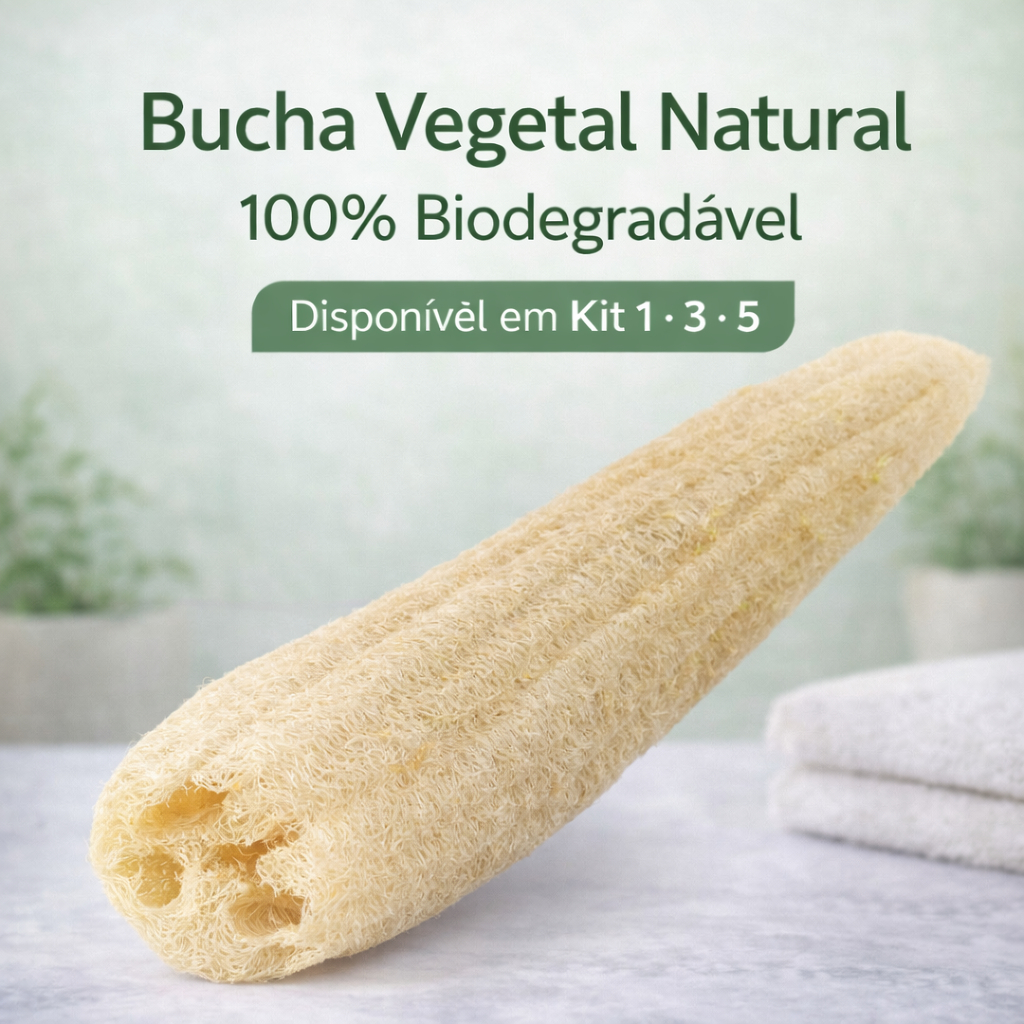 Bucha Vegetal Natural Inteira 100% Biodegradável Banho e Limpeza Kit 1 ...