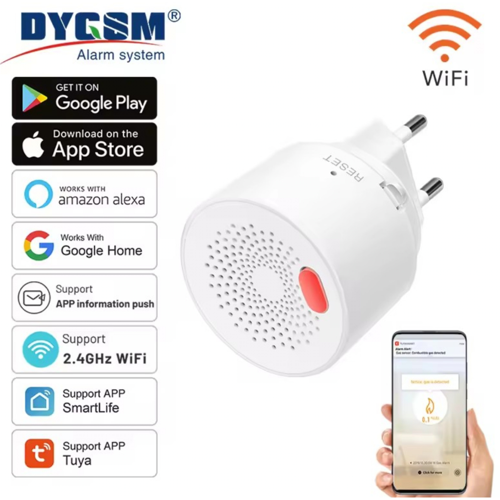 Sensor de Vazamento Wi-fi Tuya ZigBee Tuya de Gás Natural e GLP Smart ...