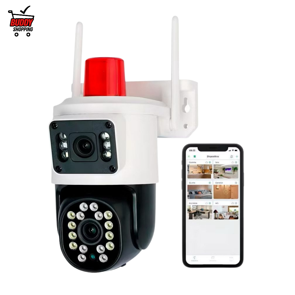 CÂMERA IP PTZ LENTE DUPLA WI-FI | Externa 2 em 1 Alarme Visão Noturna ...