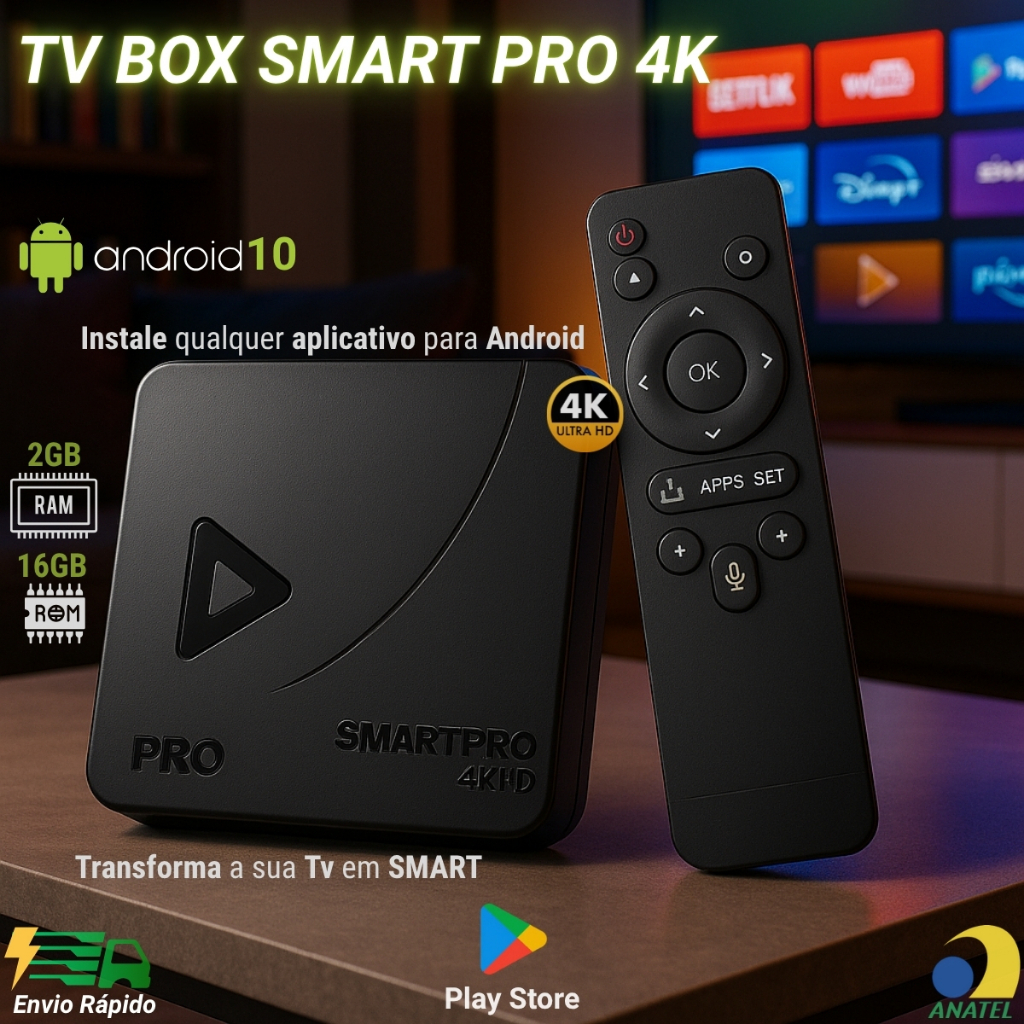 Smart Box Transforme sua Tv em Smart 2 Gb RAM 16 Gb Armazenamento 4k ...