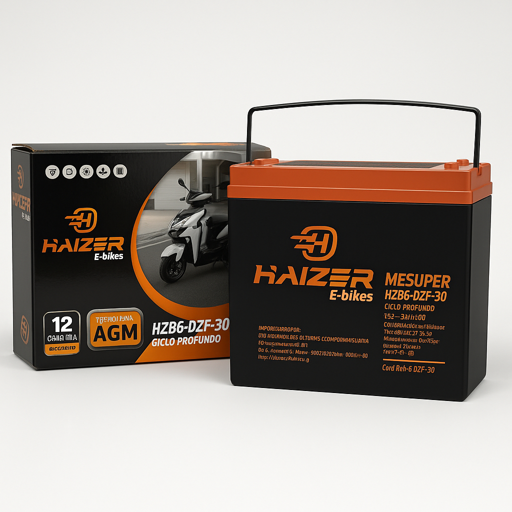 Bateria 30ah 12v Haizer Gel Vrla Bike Elétrica Patinete / Moto ...