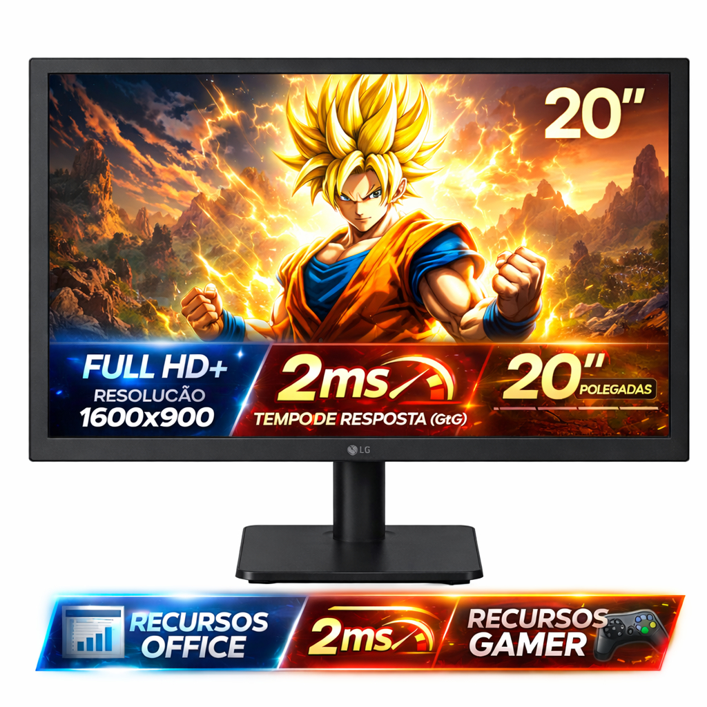 Monitor 20” Full HD+ 1600x900 2ms Gamer Office HDMI VGA LED Alta ...