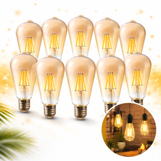 Kit 10 Lâmpadas de LED Filamento Vintage Flite ST64, 4W, E27, 2200K ...
