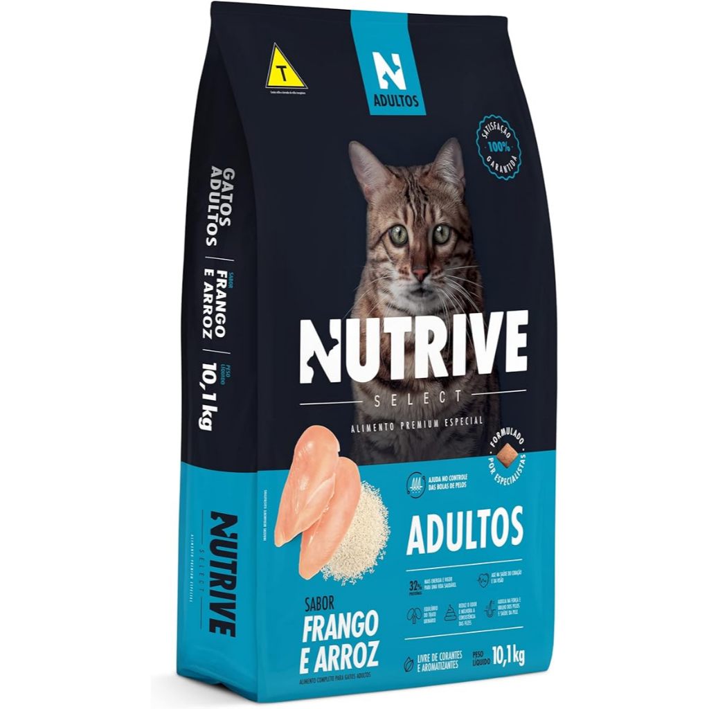 Nutrive Select Gatos Adultos Frango e Arroz 10,1kg | Shopee Brasil