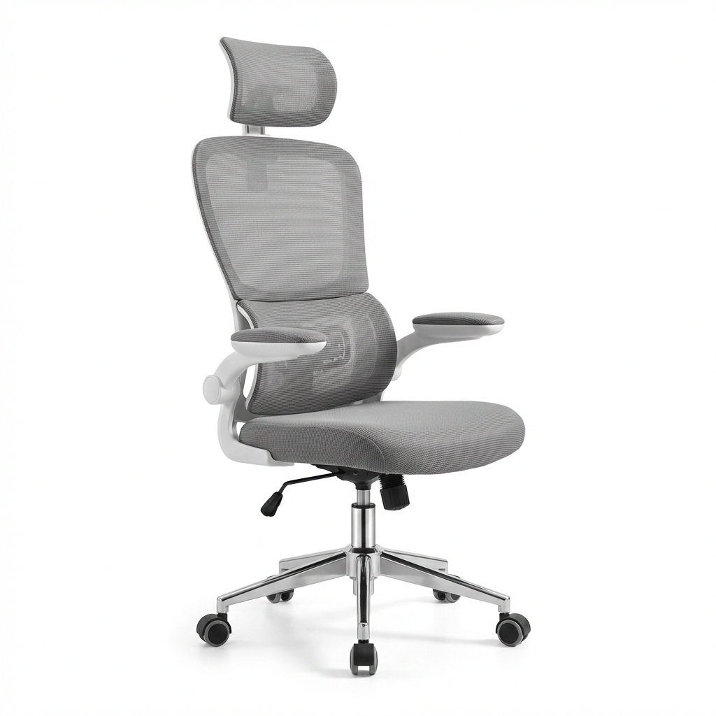 Cadeira de Escritório Ergonômica Python Fly Cinza/Preta Giratória Com ...