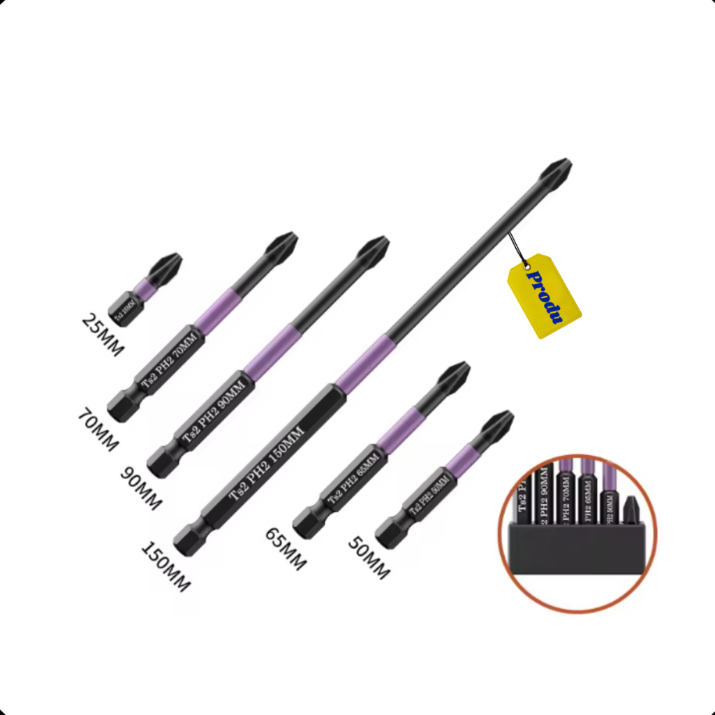 Kit Bits PH2 Magnético Ponteira Philips Sextavado 1/4 Parafusadeira 6 ...