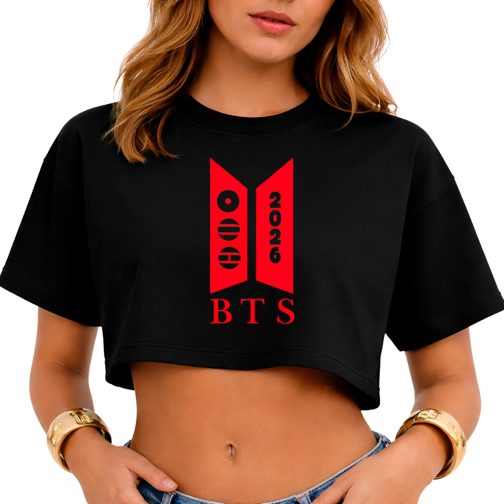 Cropped Algodão BTS 2026 Simbolo Turne Brasil Coreanos Moda Top ...