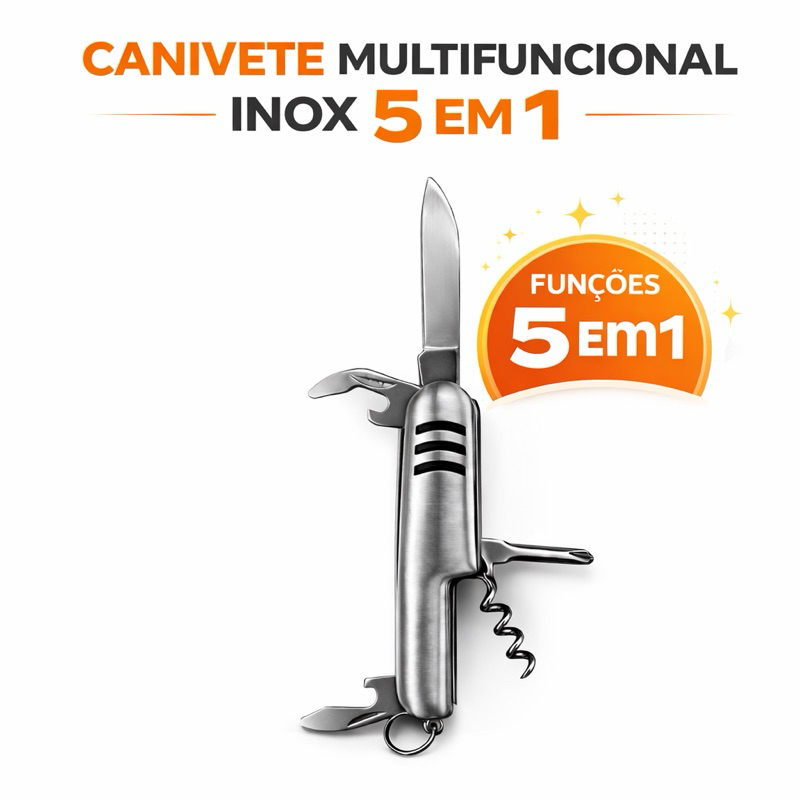 Canivete Multifunções de Bolso Suíço inox Com Chaveiro 5 Funções ...